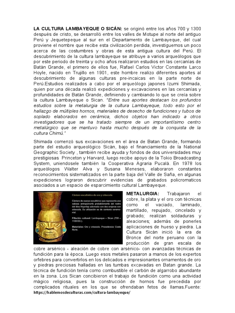La Cultura Sicán | PDF | Rieles | Cultura (general)