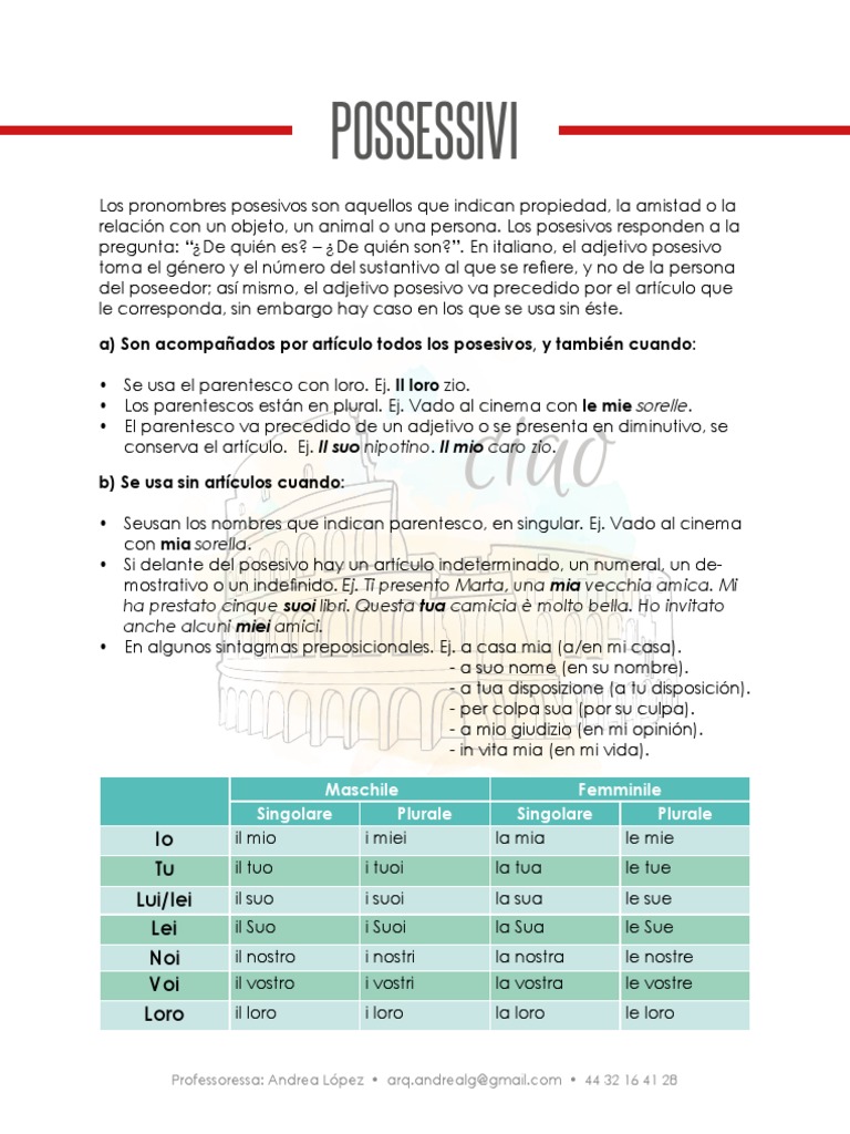 Posesivos y Familia | PDF | Adjetivo | Semántica