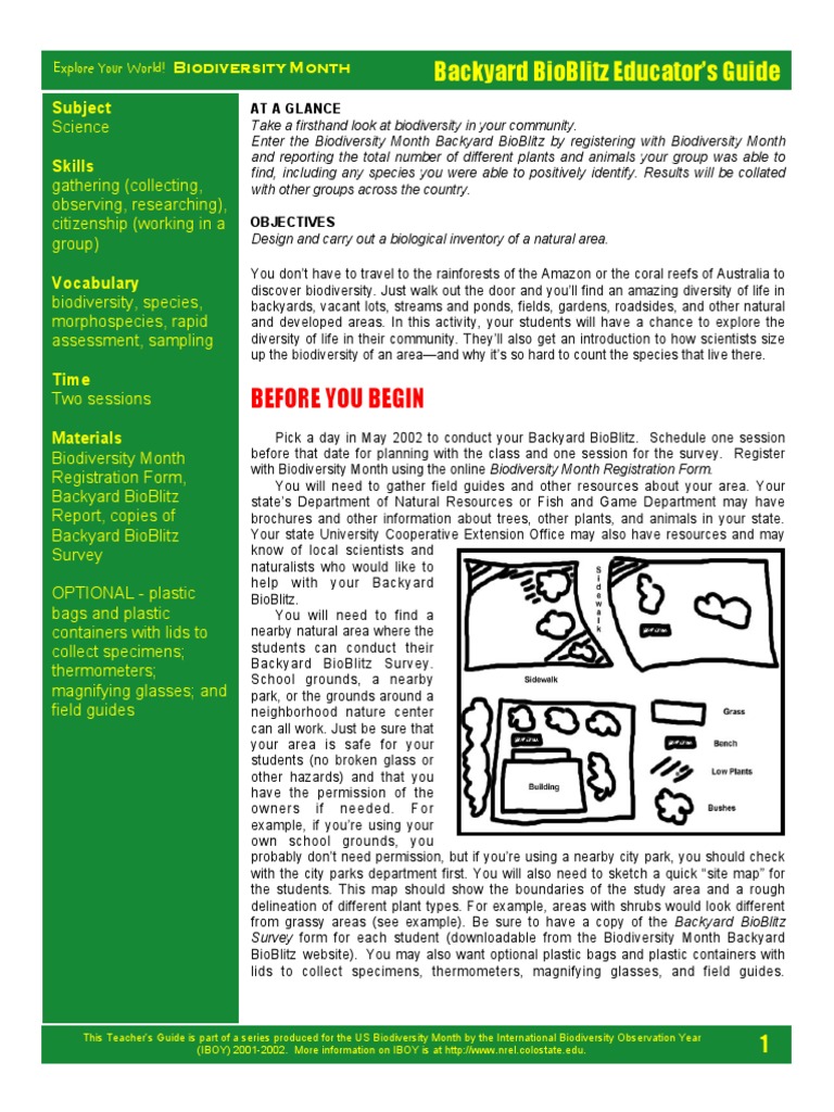 Before You Begin: Backyard Bioblitz Educator'S Guide | PDF ...