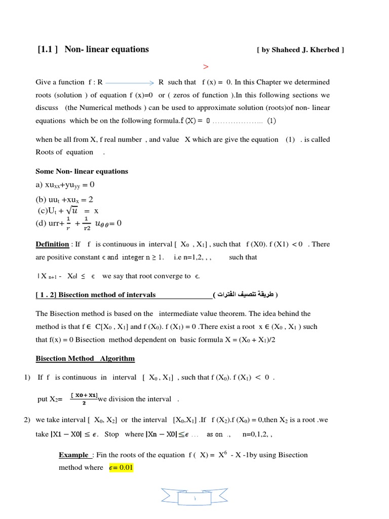 Bisection Method of Intervals | PDF | Zero Of A Function | Function ...