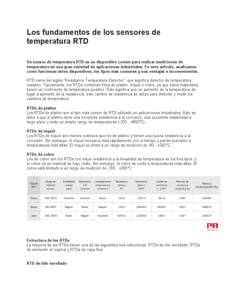 Los Fundamentos de Los Sensores de Temperatura RTD | PDF | Resistor | Tolerancia de ingeniería