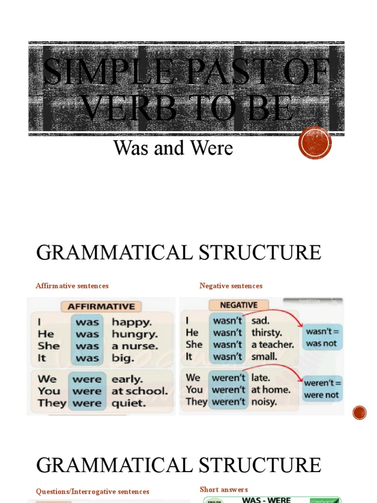 Simple Past of Verb To Be | PDF