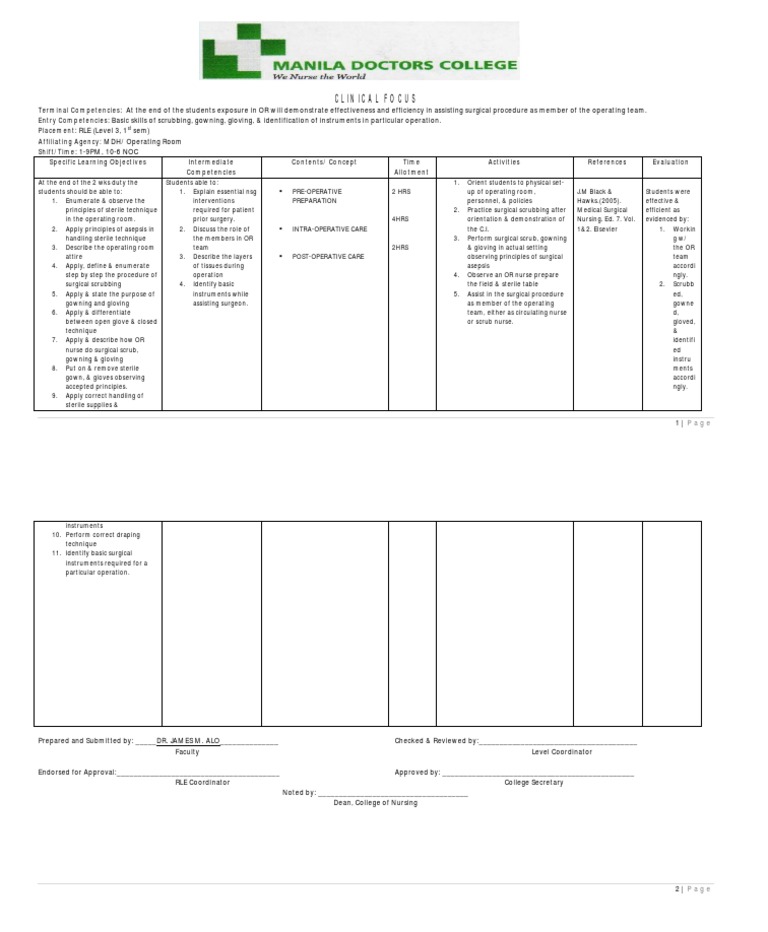 Clinical Focus Sample | PDF | Surgery | Clinical Medicine