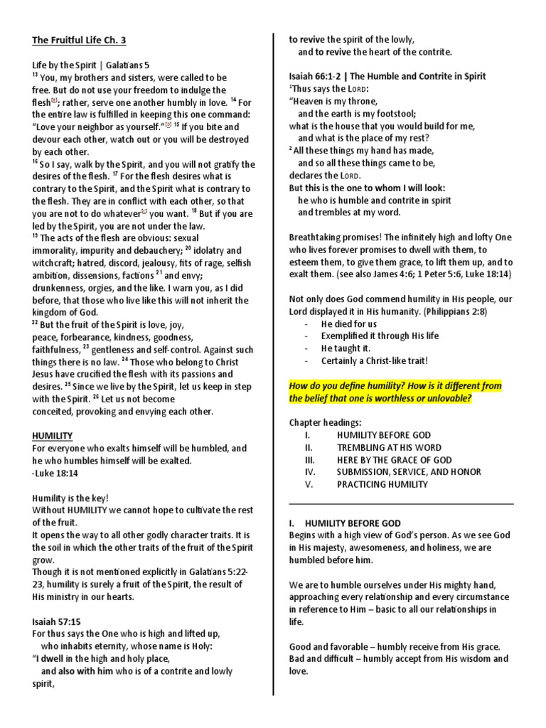 Fruitful Life - Ch3 | PDF | Humility | Fruit Of The Holy Spirit