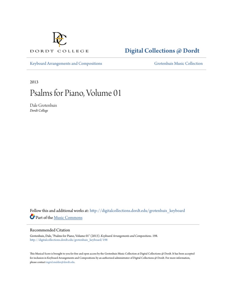 Psalms for Piano: Volume 01 | PDF