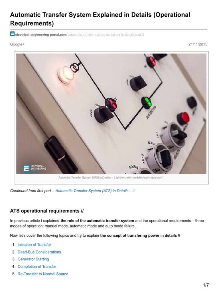 Automatic Transfer System Explained in Details Operational Requirements ...