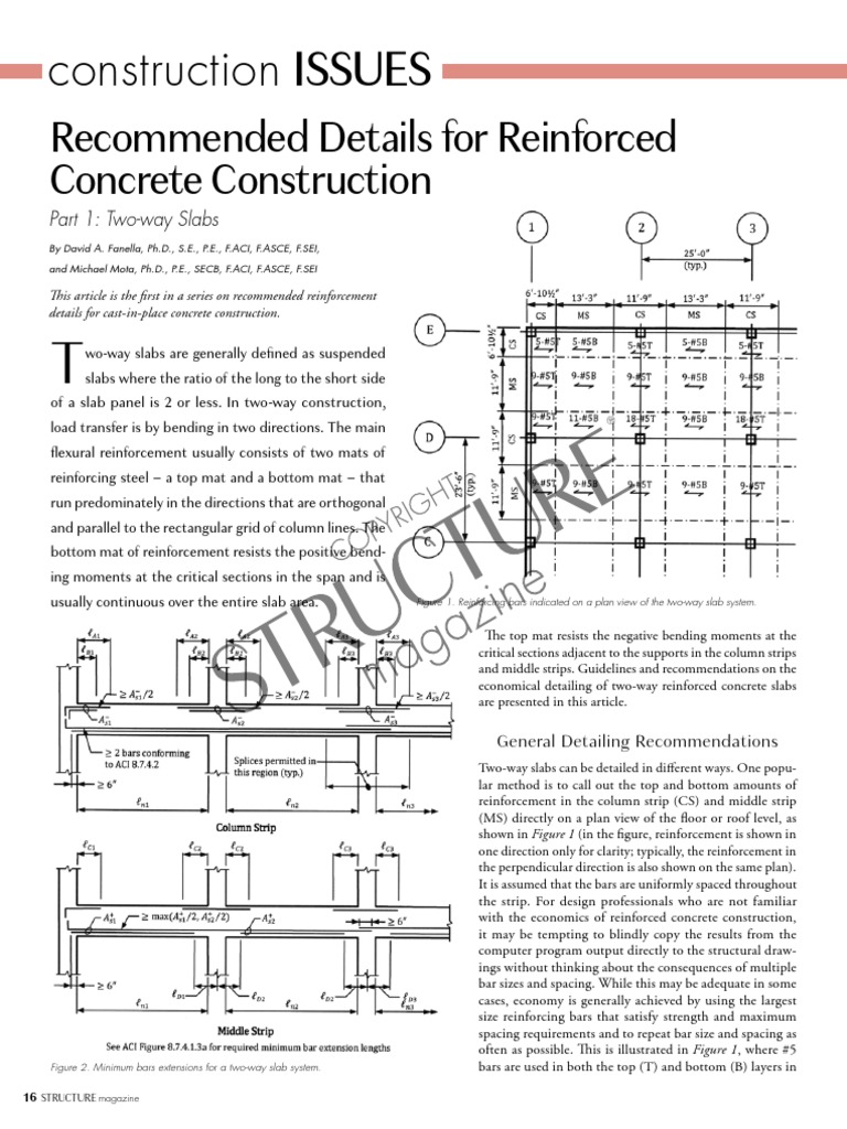 Two Way Slab Detailing and Design Recoomm | PDF | Column | Beam (Structure)