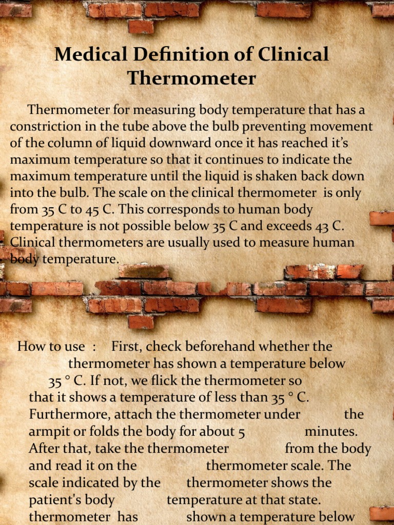 Medical Definition of Clinical Thermometer | PDF