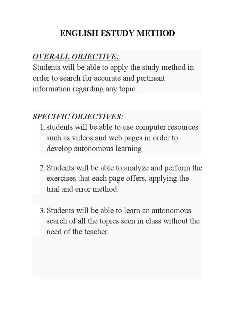 English Study Method for Autonomous Learning | PDF