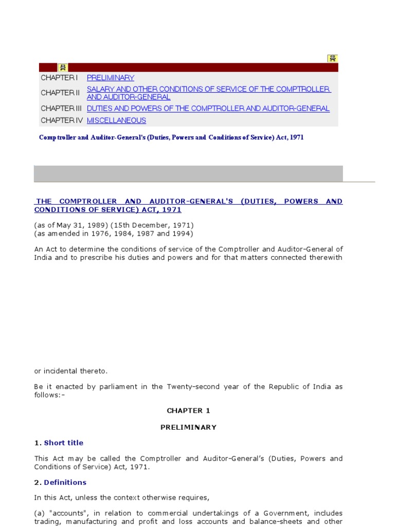 DPC Act 1971 | PDF | Audit | Comptroller