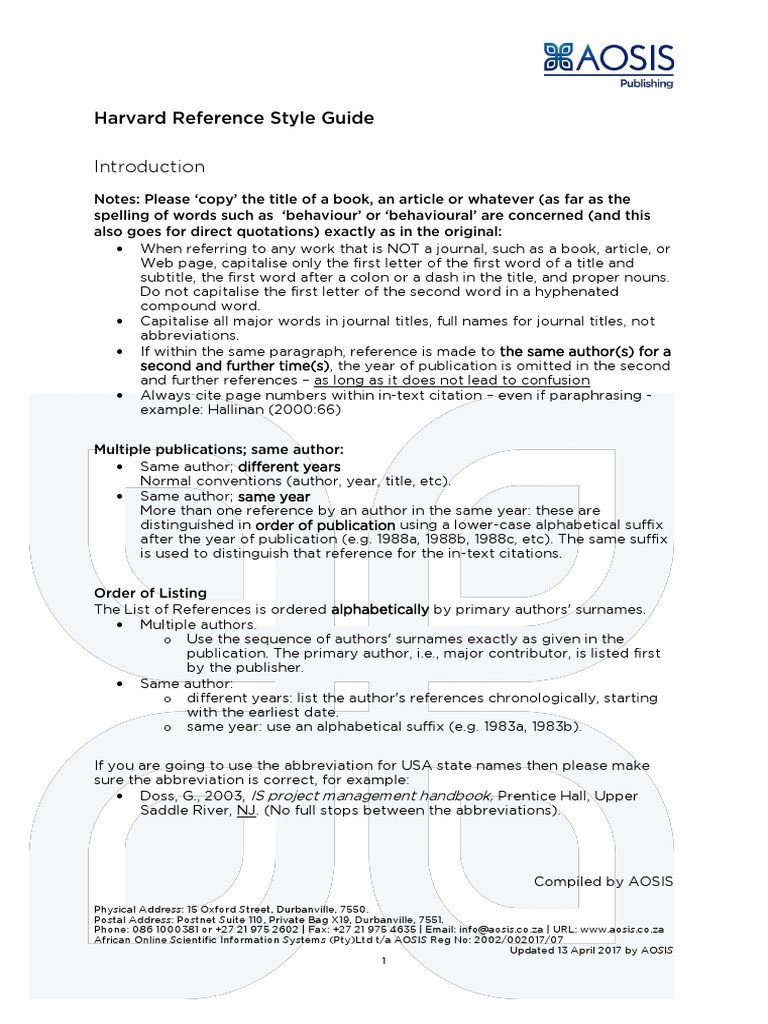 Harvard Reference Style Guide | PDF | Word | Citation