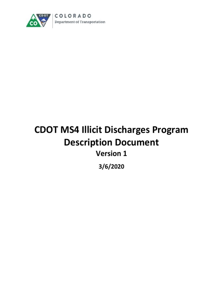 Cdot Ms4 Illicit Discharges PDD 2020 Final | PDF | Stormwater | Clean ...