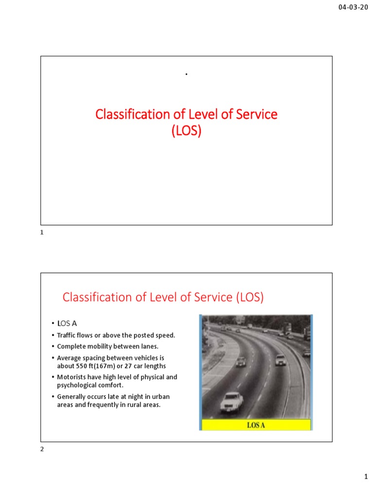 Classification of Level of Service (LOS) | PDF | Road Infrastructure ...