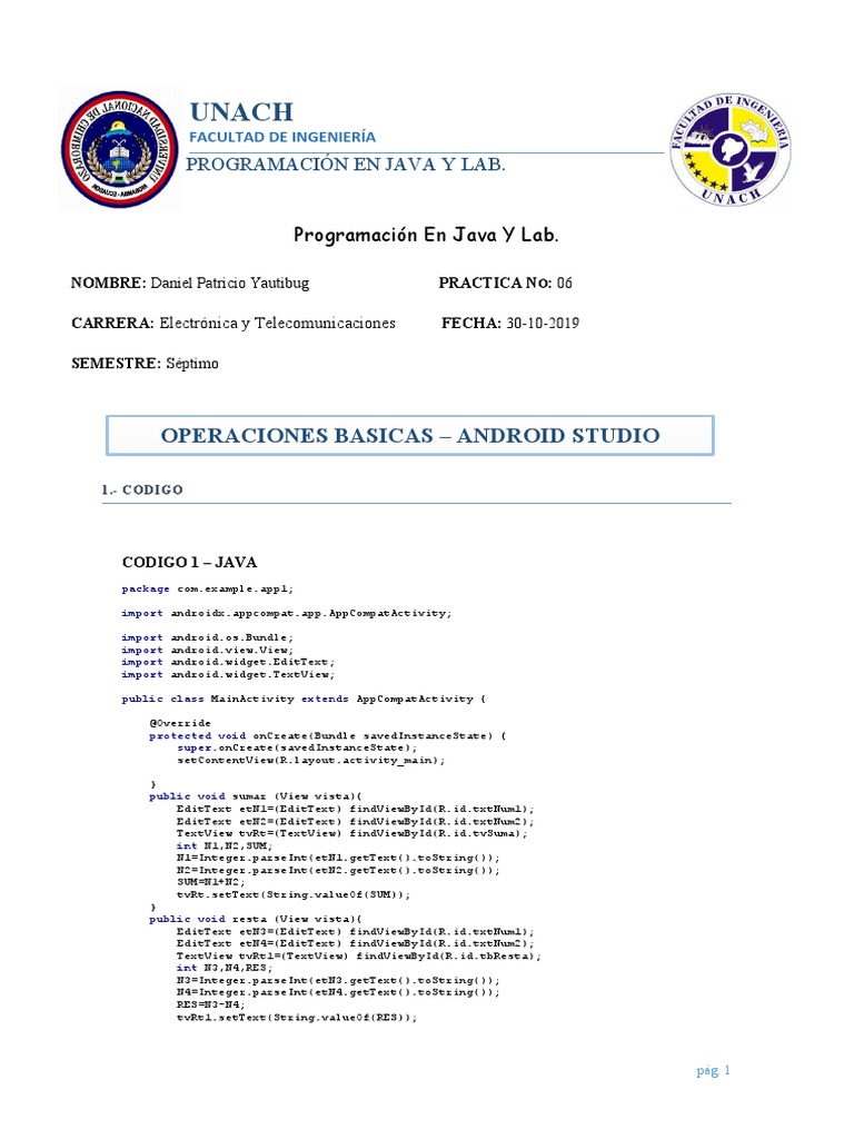 Unach: Operaciones Basicas - Android Studio | PDF | Embedded Linux Distributions | Mobile Linux