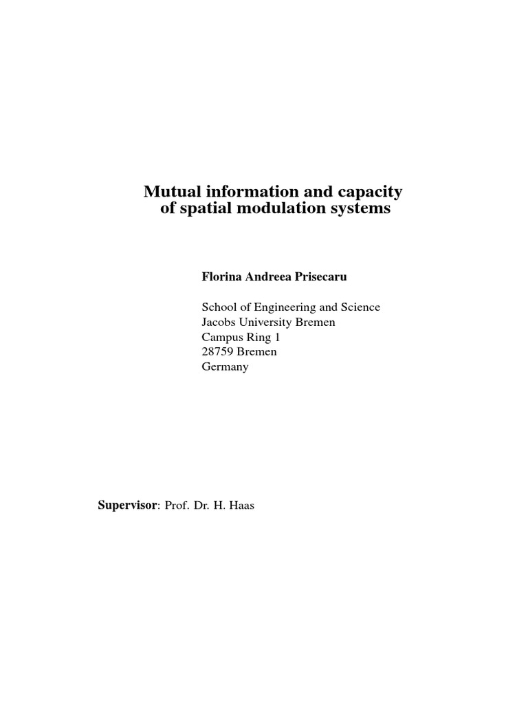 Mutual Information and Capacity of Spatial Modulation Systems PDF | PDF | Mimo | Radio