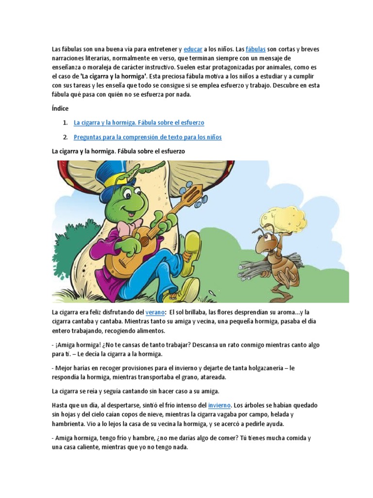 Las Fábulas Son Una Buena Vía para Entretener y | PDF | Fábula