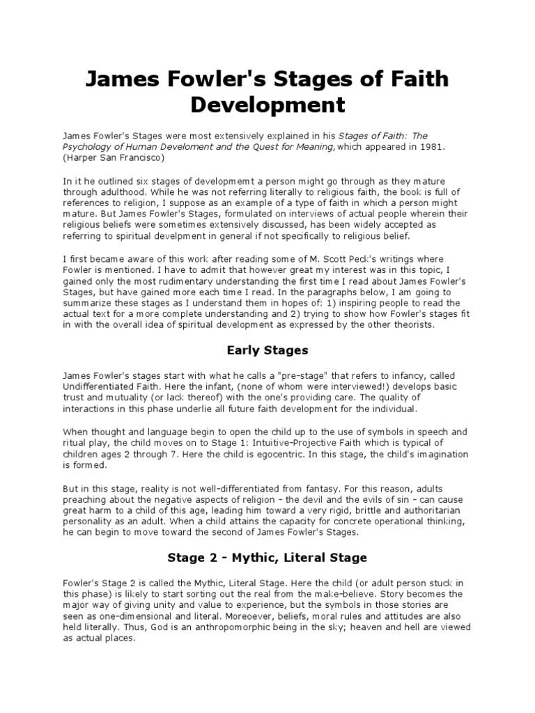 James Fowler's Stages of Faith Development | PDF | Faith | Autonomy
