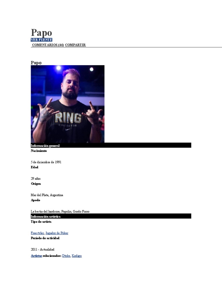 Papo MC: Biografía y logros en freestyle | PDF | Letra | Hip hop
