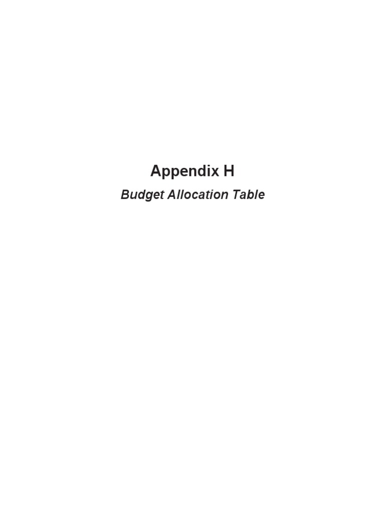Appendix H Budget Allocation Table | PDF | Source Code | Programmer