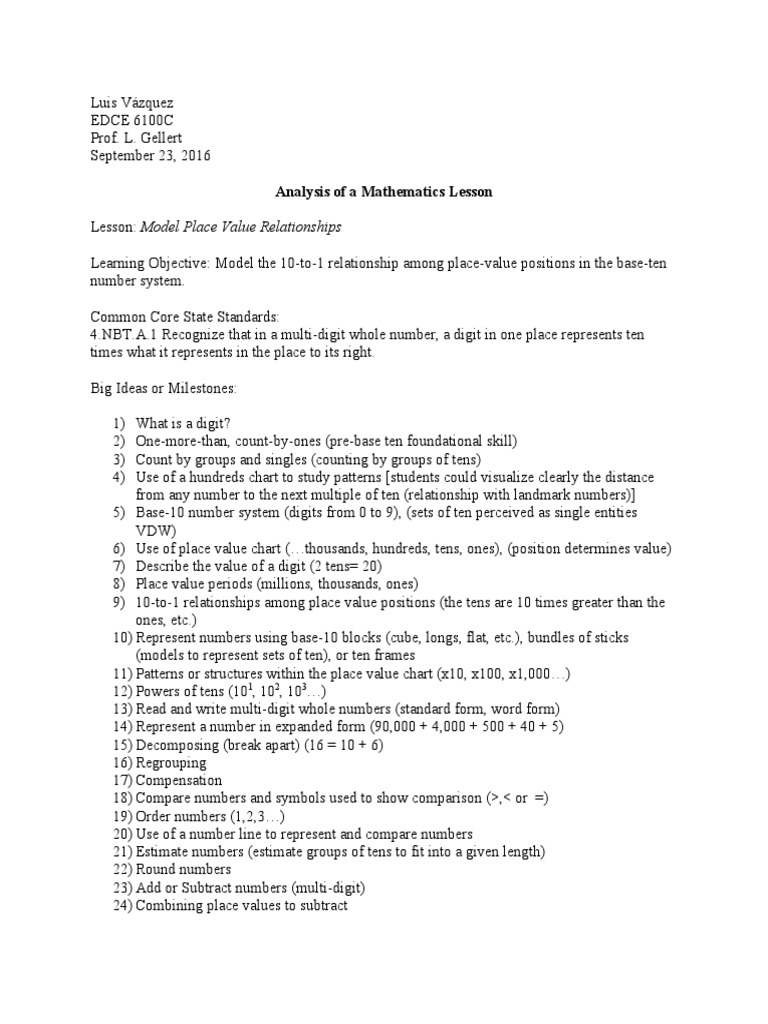 Model Place Value Relationships | PDF