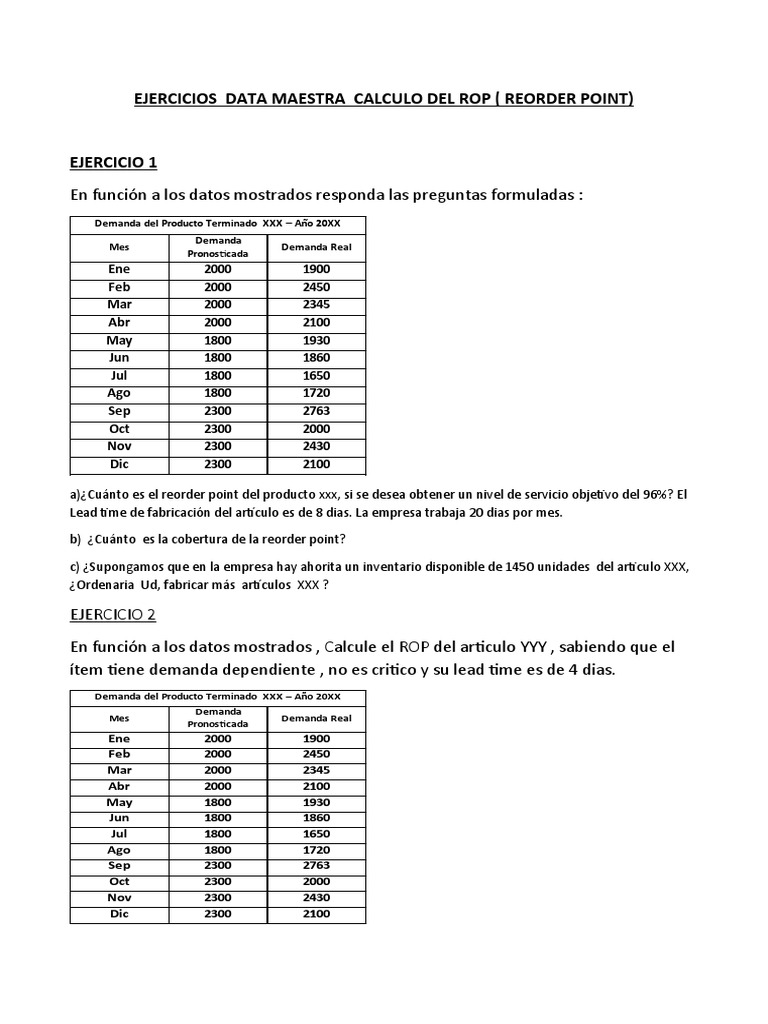 Ejercicios Data Maestra Calculo Del Rop 2020-1 | Descargar gratis PDF ...