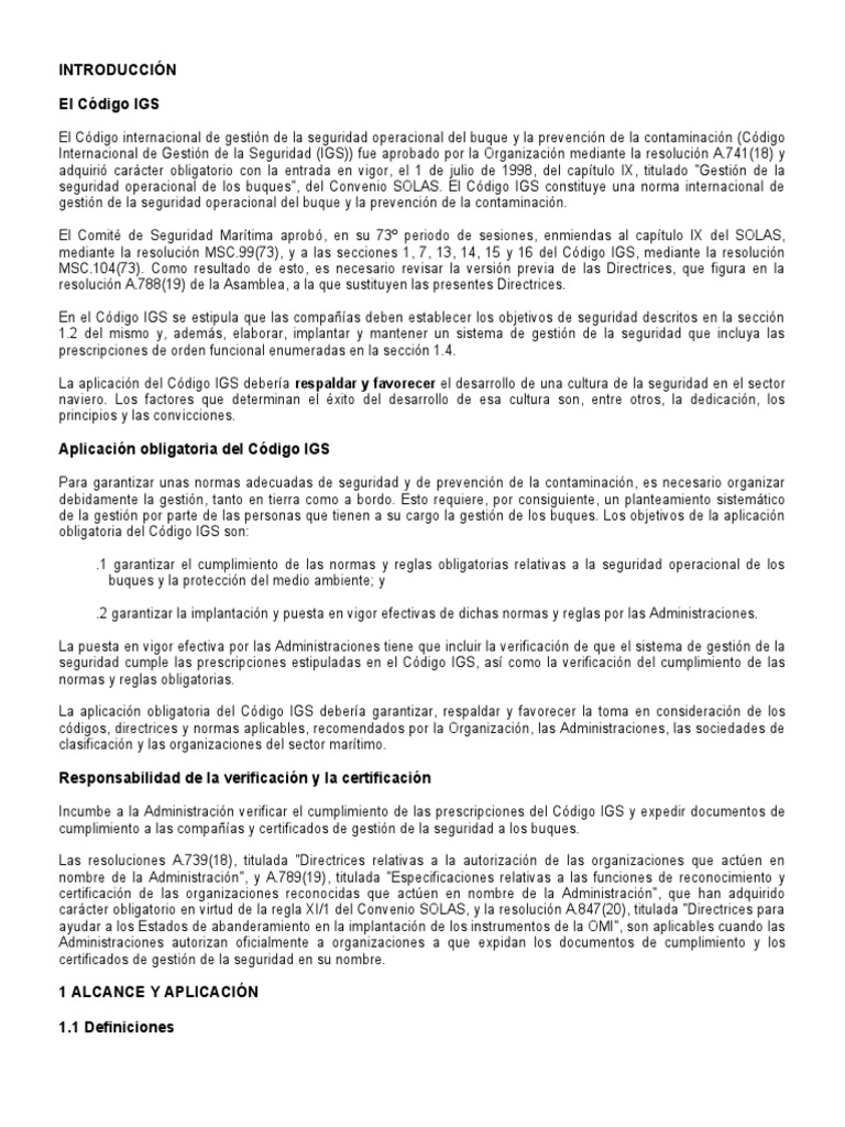 Directrices Revisadas para La Implantación Del Código Igs | PDF | Enseñando y aprendiendo | Business