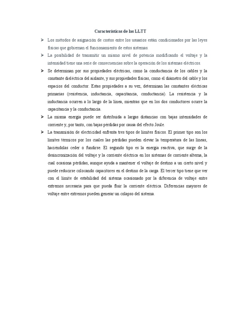 Características de las LLTT | PDF