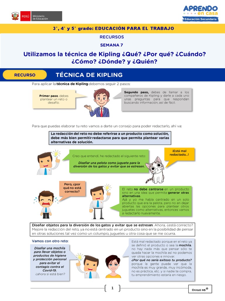 RECURSOS - Técnica de Kipling 3° 4° y 5° PDF | PDF