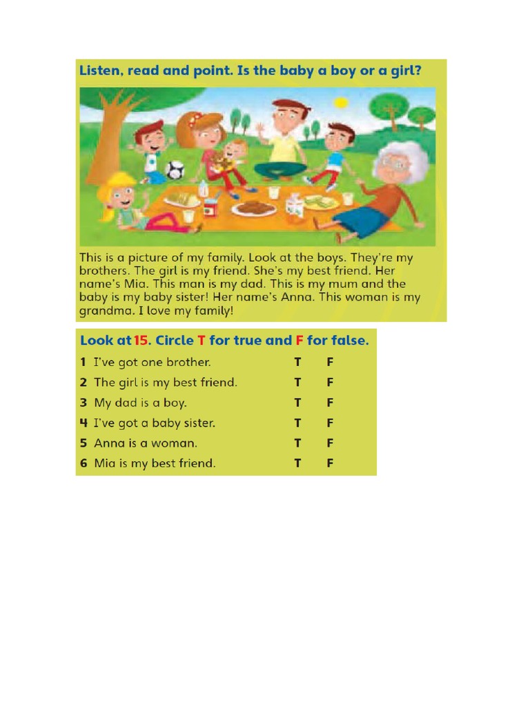Listening, Reading and Writing Activities - The Family | PDF