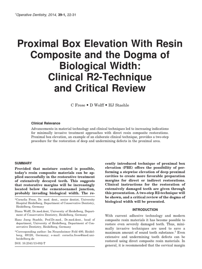 Proximal Box Elevation - Dogma of Biological Width PDF | PDF | Dental ...
