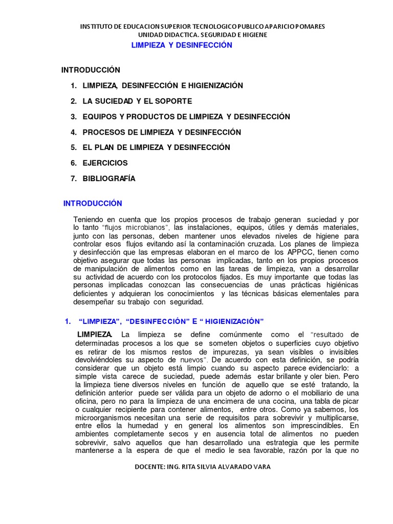 Limpieza y Desinfección en La Industria Alimentaria PDF | PDF | Detergente | Agua