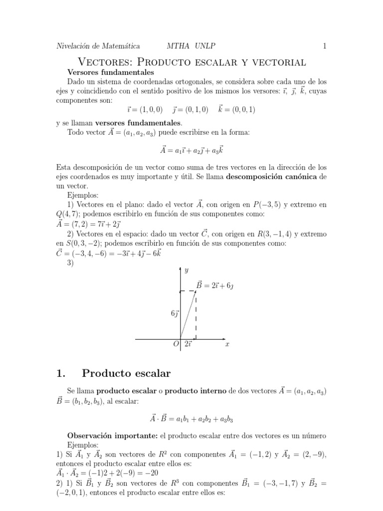Vectores - Producto Escalar y Vectorial PDF | PDF | Vector Euclidiano | Escalar (Matemáticas)