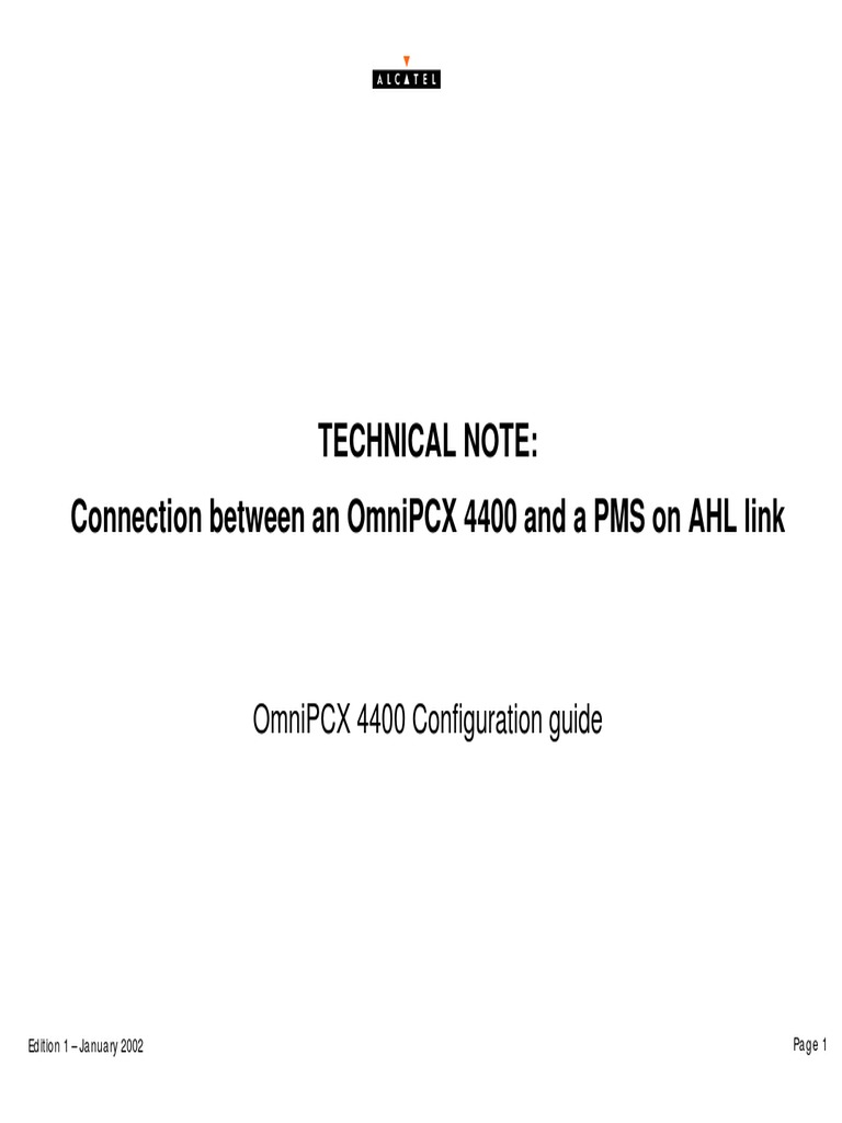 Technical Note: Connection Between An Omnipcx 4400 and A Pms On Ahl Link | PDF | Voicemail ...