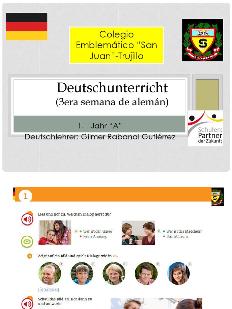 1er Año Semana 03 Aleman Thema Wer Bist Du | PDF