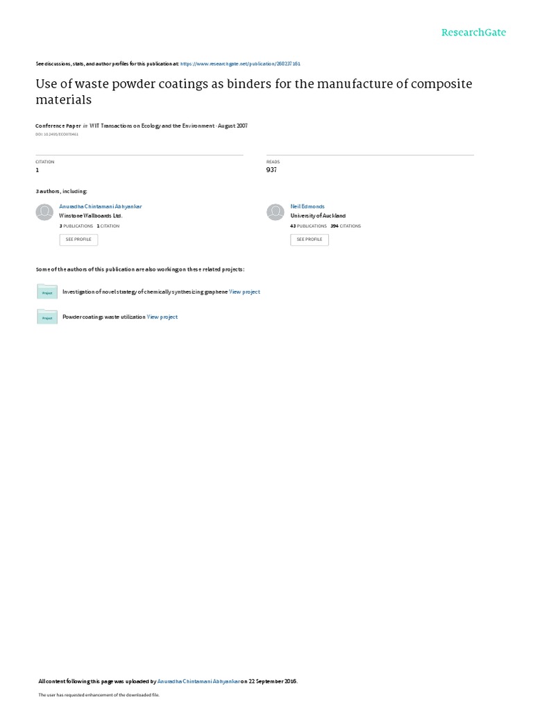 Use of Waste Powder Coatings As Binders For The Ma | PDF | Epoxy ...