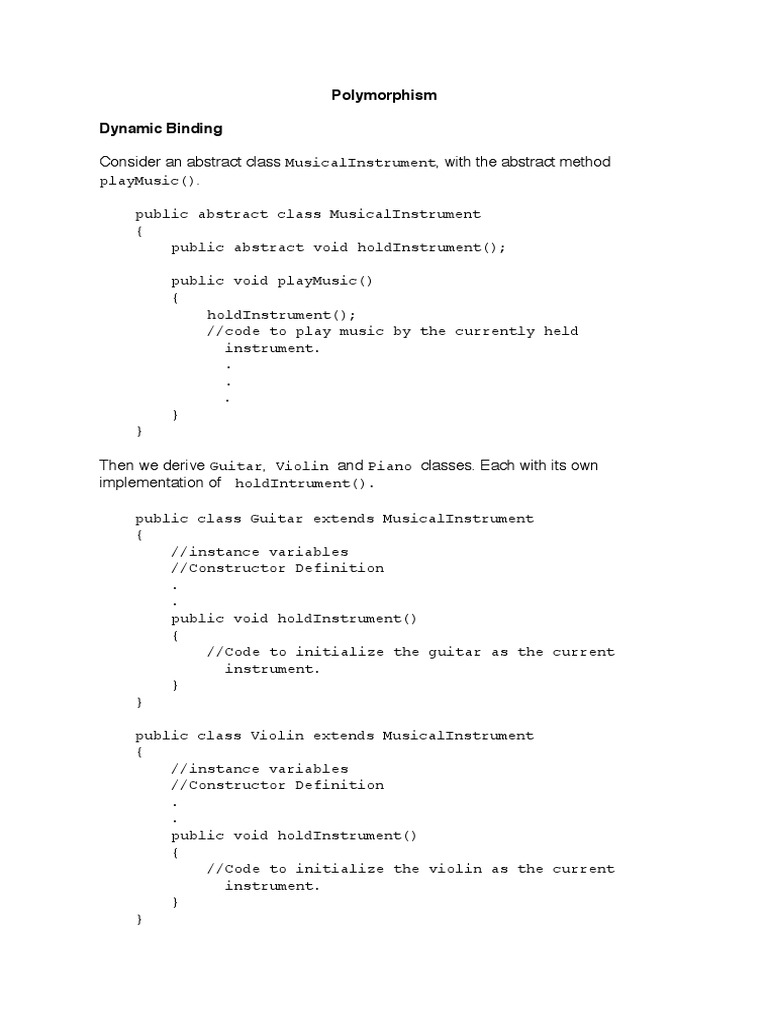 CSEN401 Old Revision Polymorphism | PDF | Method (Computer Programming) | Class (Computer ...