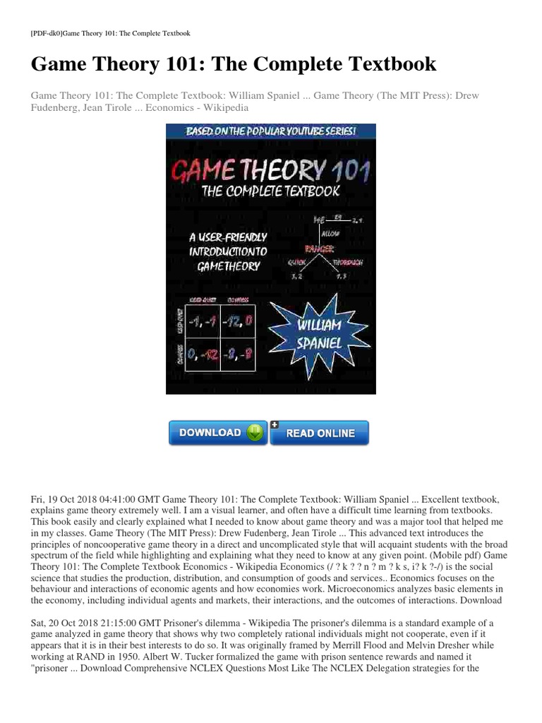 Game Theory 101: The Complete Textbook | PDF | Game Theory | Textbook