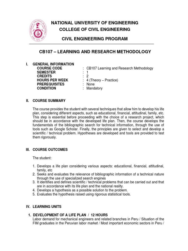 National University of Engineering College of Civil Engineering Civil ...