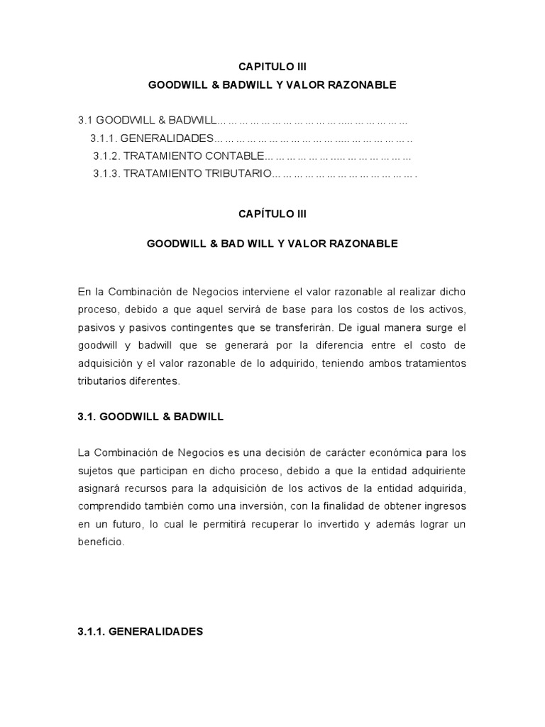 Goodwill & Badwill y Valor Razonable | PDF | normas internacionales de ...