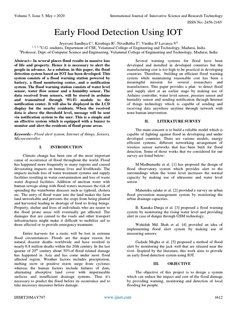 Early Flood Detection Using Iot Pdf Flood Internet Of Things