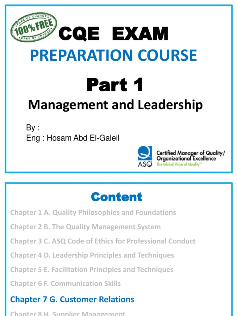 Cqe Exam: Preparation Course | PDF | Customer | Marketing
