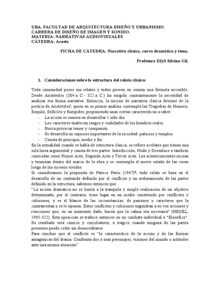 Estructura Clásica y Curva Dramática | PDF | Poética (Aristóteles) | Teatro