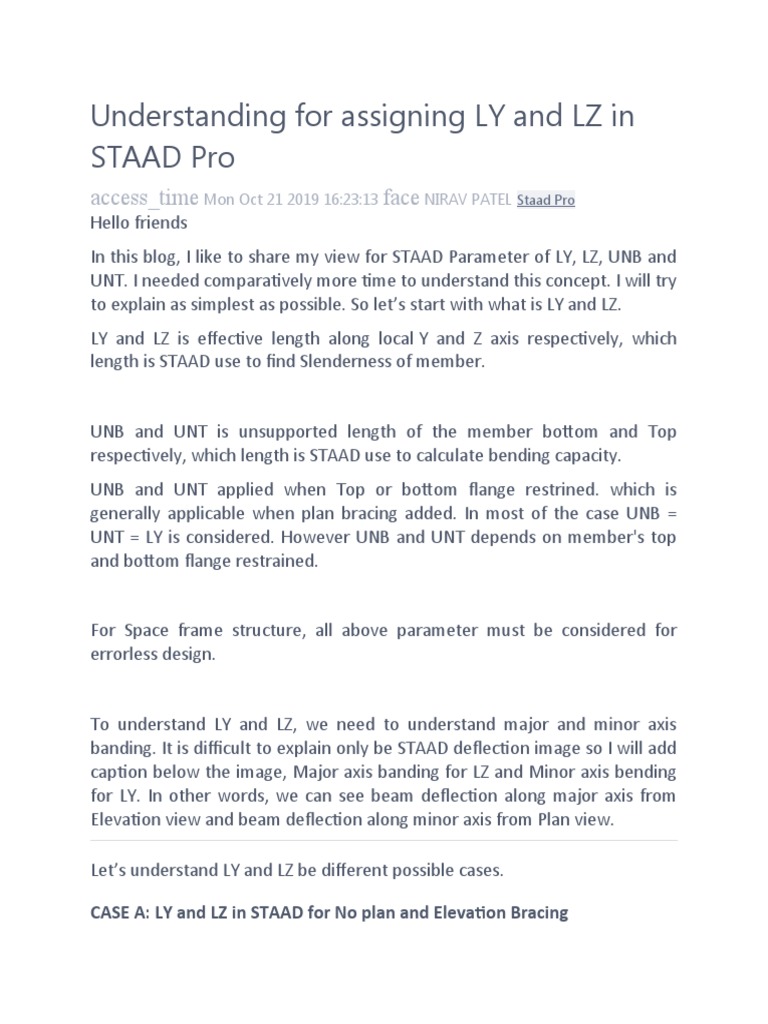LY and LZ in STAAD Pro Guidelines | PDF