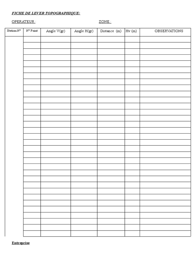 Fiche de Lever Topographique | PDF
