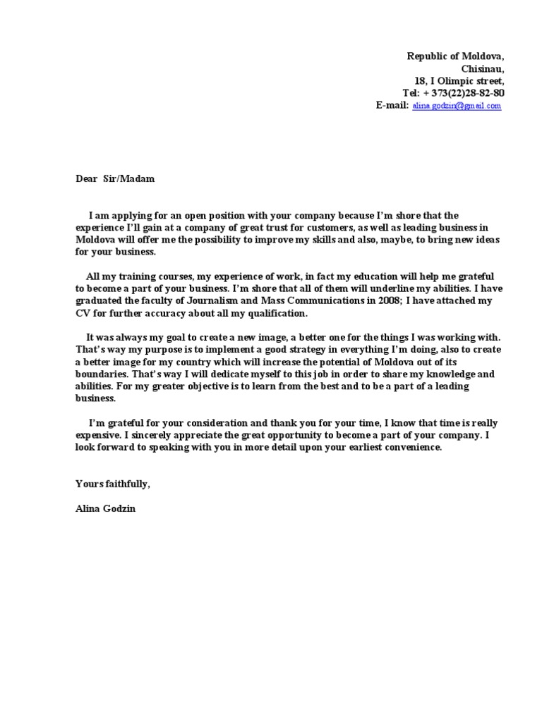 Job Application Cover Letter Sample | PDF