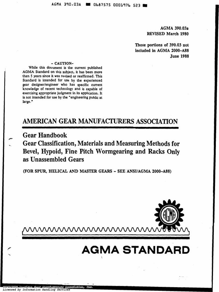 AGMA390-03 Gear Measurement Metodes | PDF | Gear | Kinematics