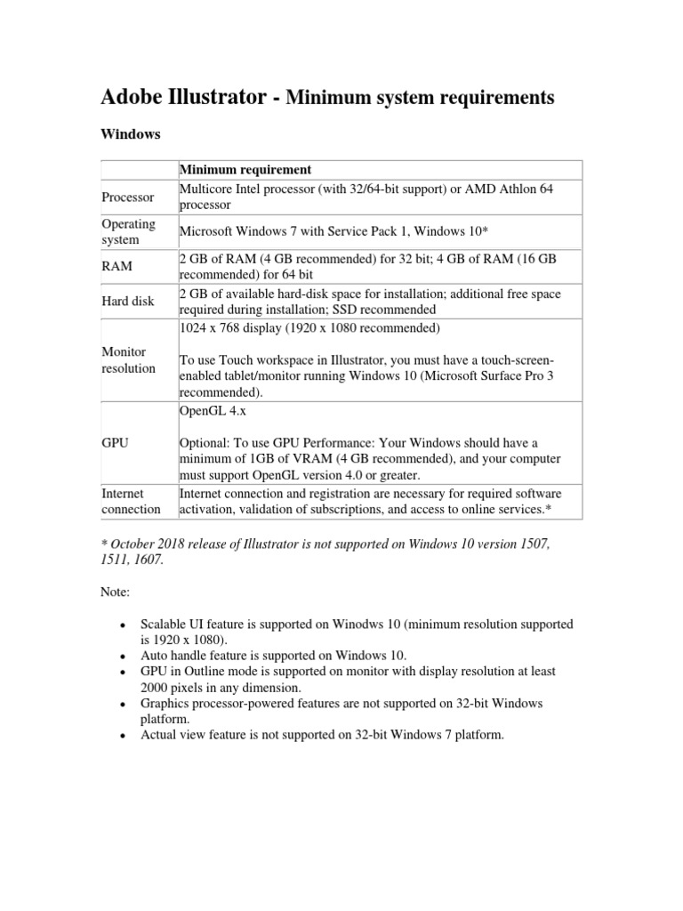 Adobe Illustrator - : Minimum System Requirements | PDF | Graphics ...