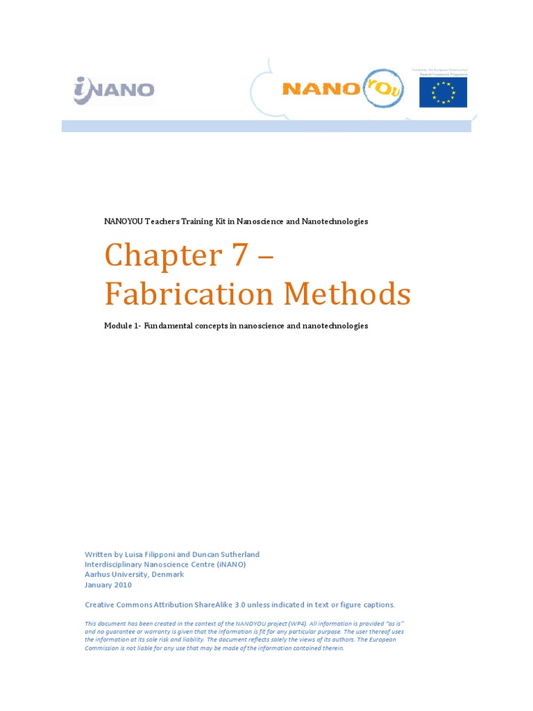 Chapter 7 - Fabrication Methods: NANOYOU Teachers Training Kit in ...