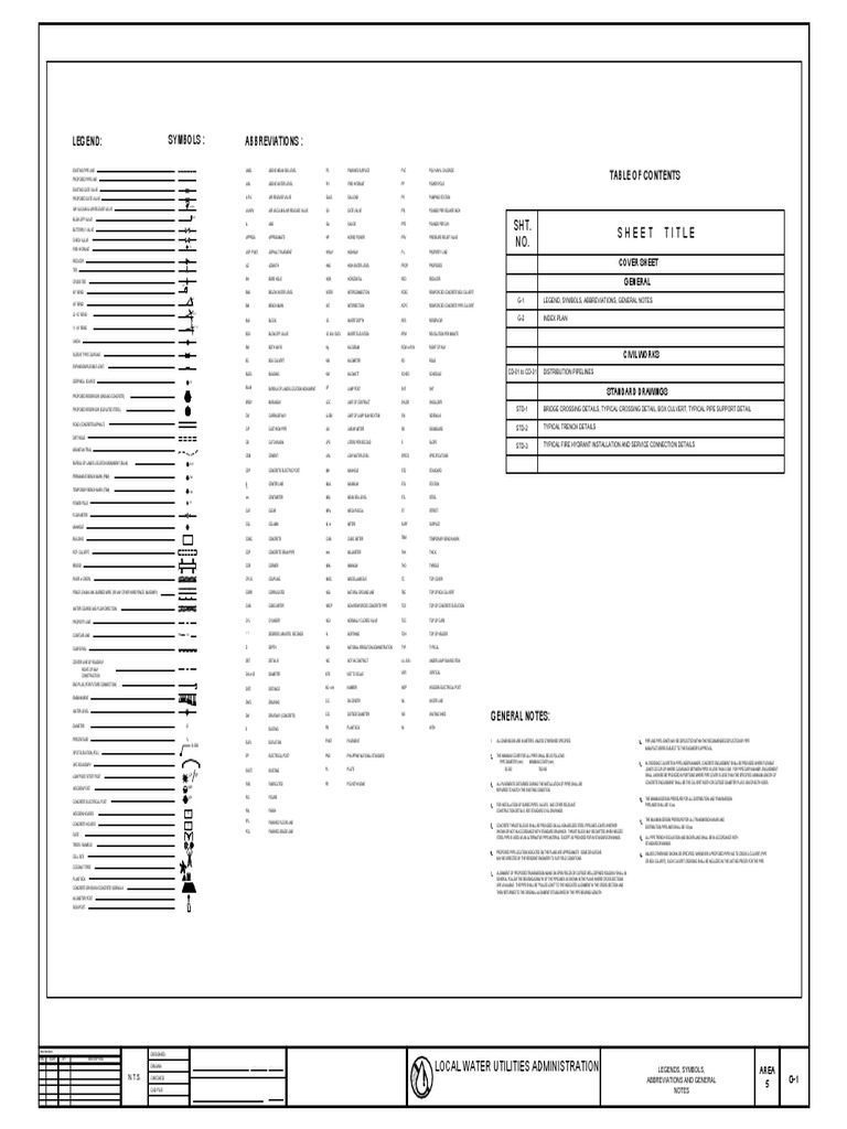Table of Contents, Legends, Symbols, Abbreviation, General Notes ...