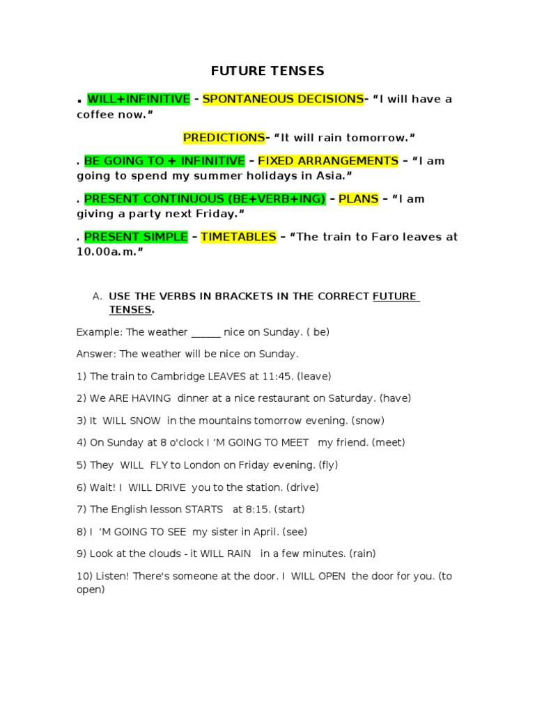 Future Tenses | PDF | Syntax | Grammar